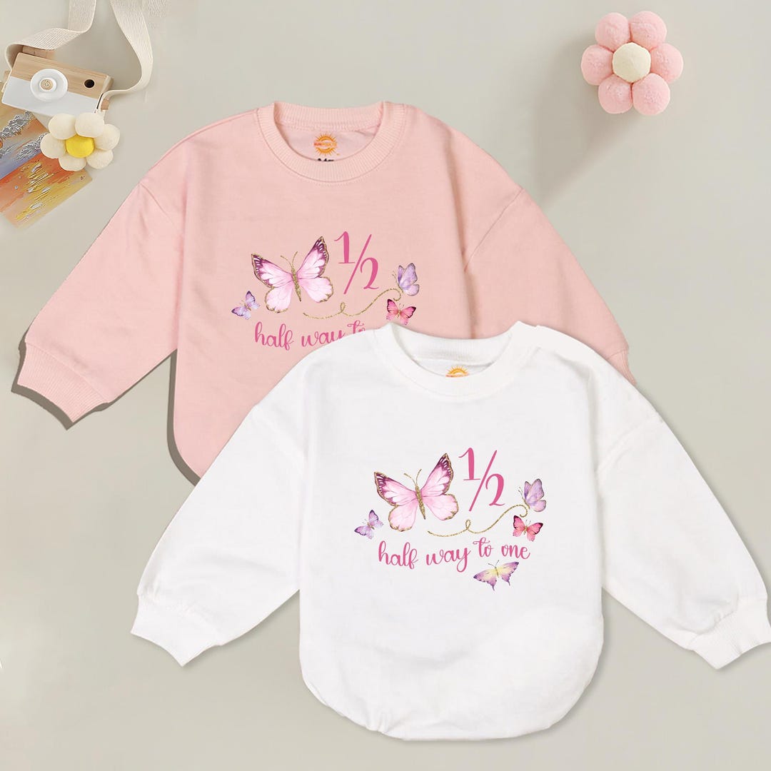 Halfway to One Butterfly Girl Birthday Bubble Romper, Fairy Party ...