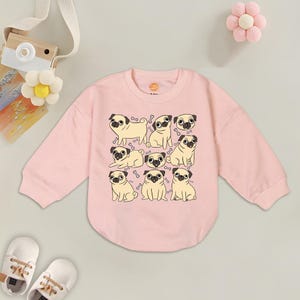 Pug Baby Romper, Cute Dog Toddler, Dog Lover Gift, Holiday Outfit, Pug ...