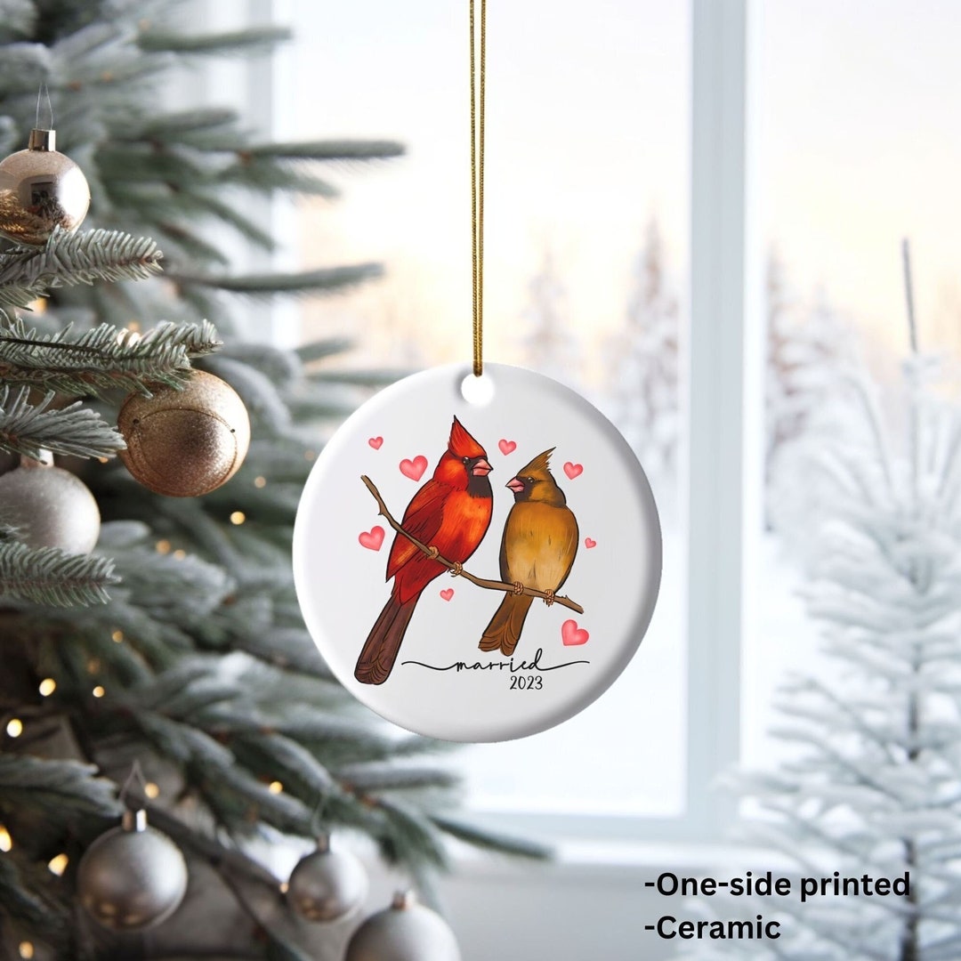 Cardinal Christmas Ornament Gift 2023 Married Couple Cardinals Ceramic ...