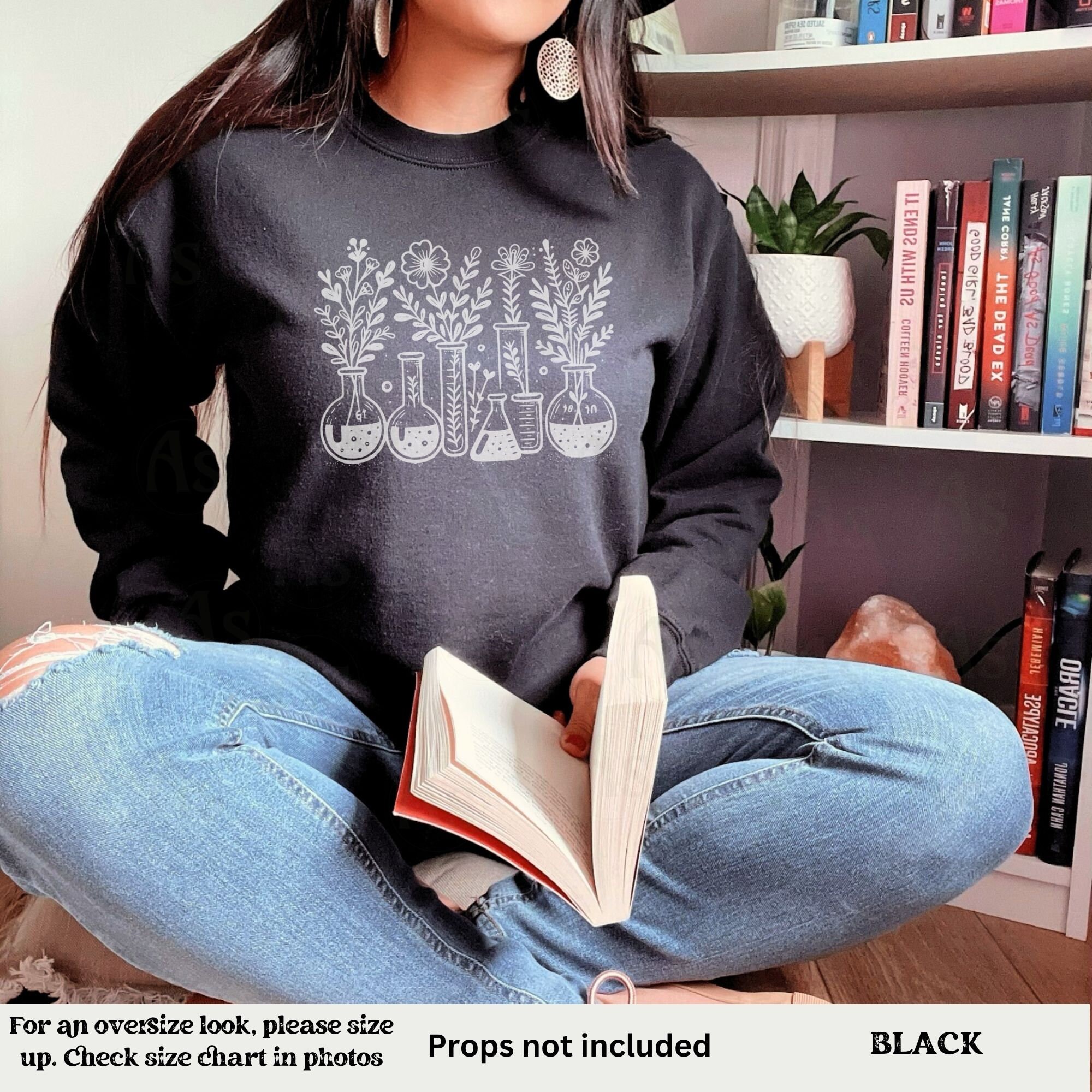 Cute Botanical Beaker Sweatshirt, Science Teacher Crewneck, Floral ...