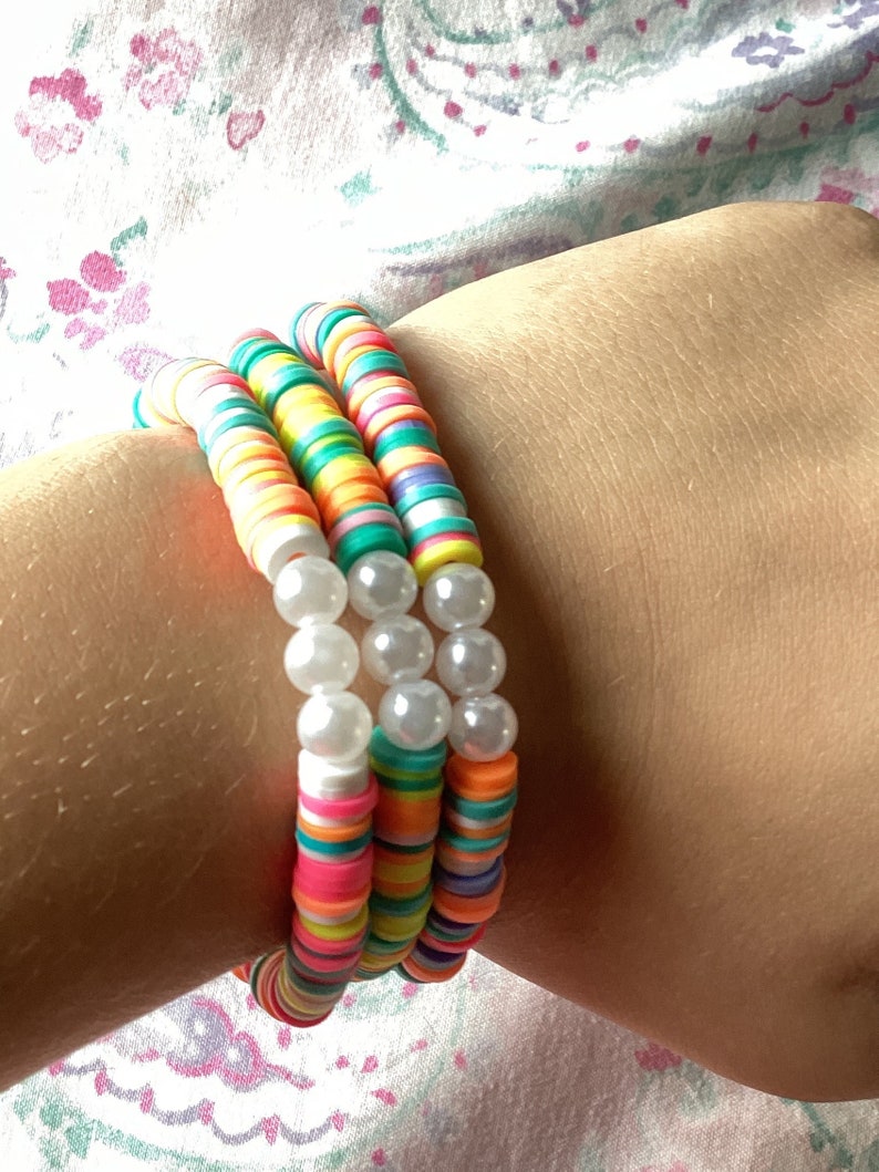 Randomized Pearl Clay Bead Bracelet - Etsy
