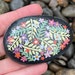 Floral Flowers and Leaves Hand-painted Garden Rock, Inspirational Gift ...