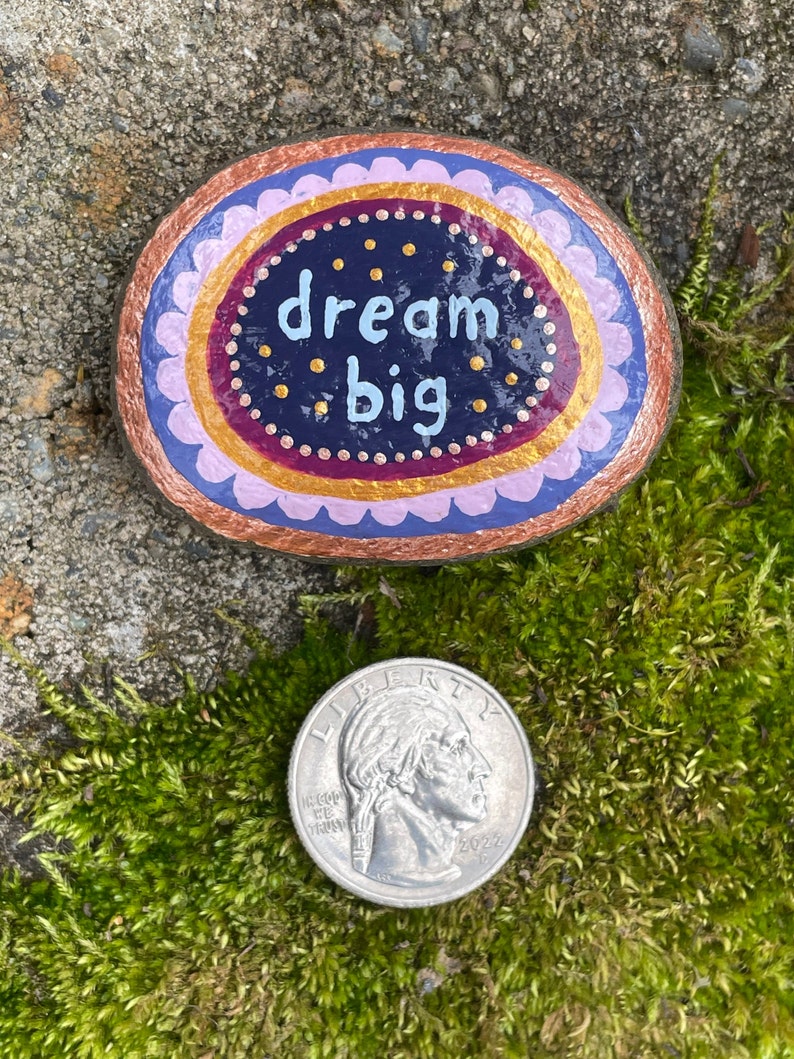Dream Big Mandala Hand-painted Garden Rock, Kindness Rock Inspirational ...