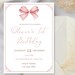 Editable Bow Themed First Birthday Invitation, Charming Birthday Invite ...