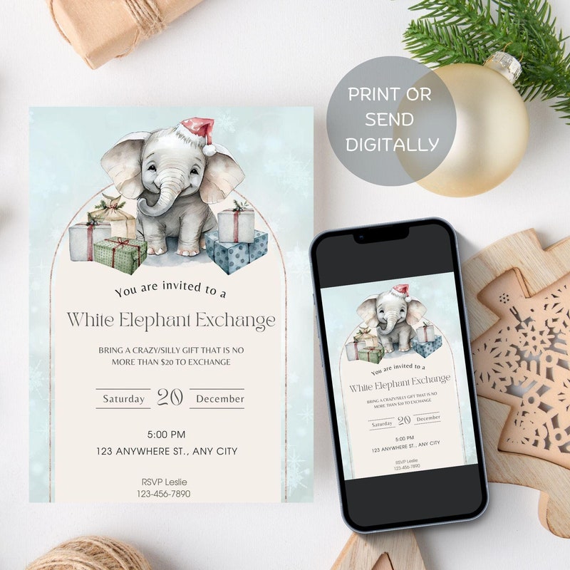 White Elephant Invitations - Etsy