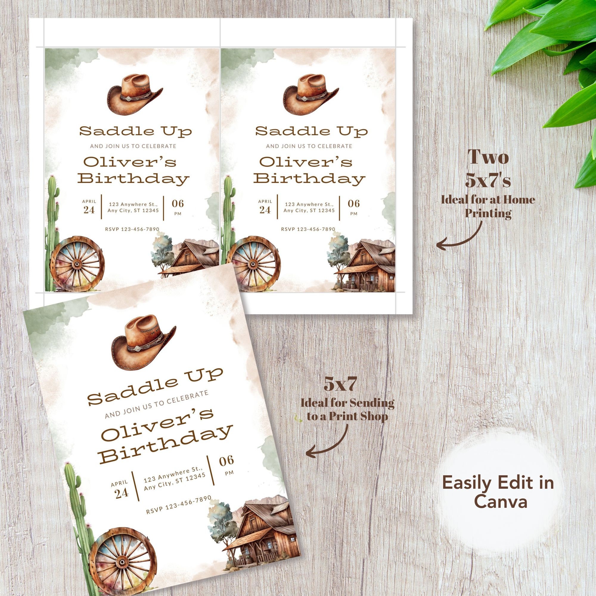 Editable Western Birthday Invitation, Country Western Printable Invite ...