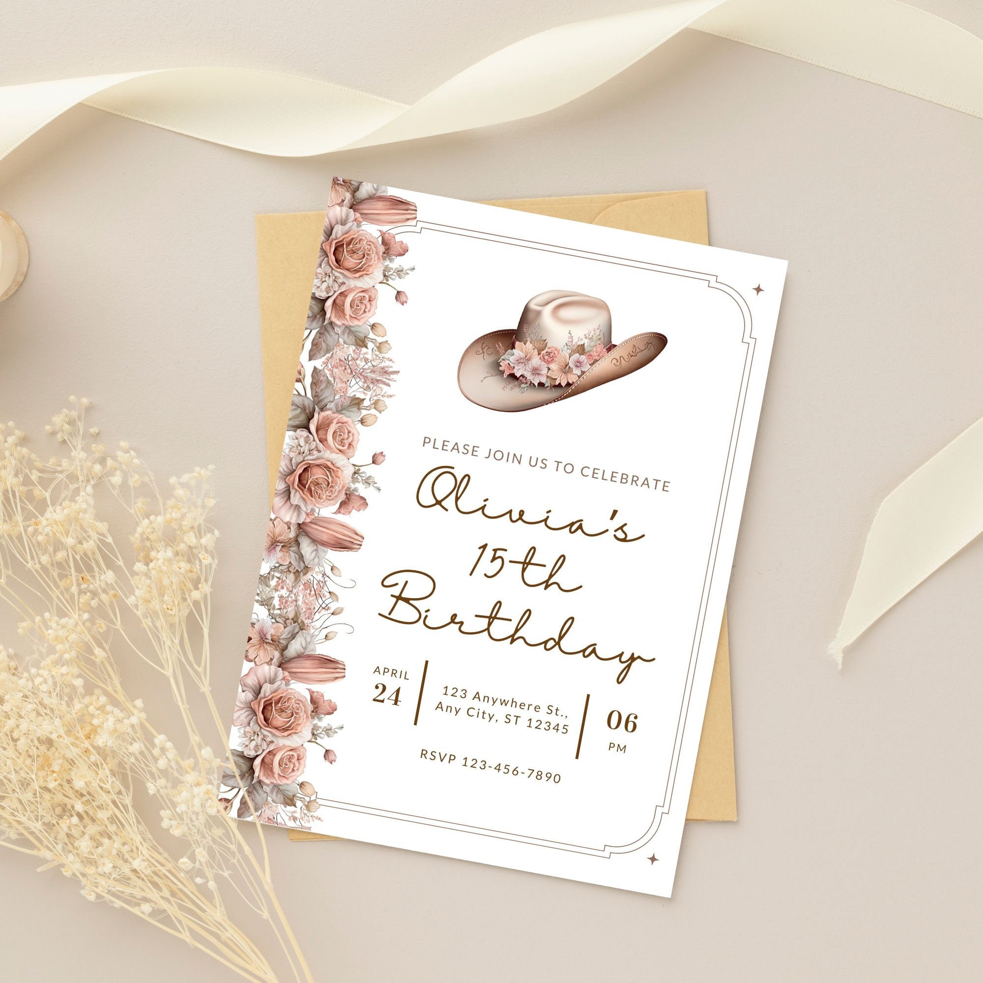 Printable Cowgirl Birthday Invitation, Western Chic Birthday, Western ...