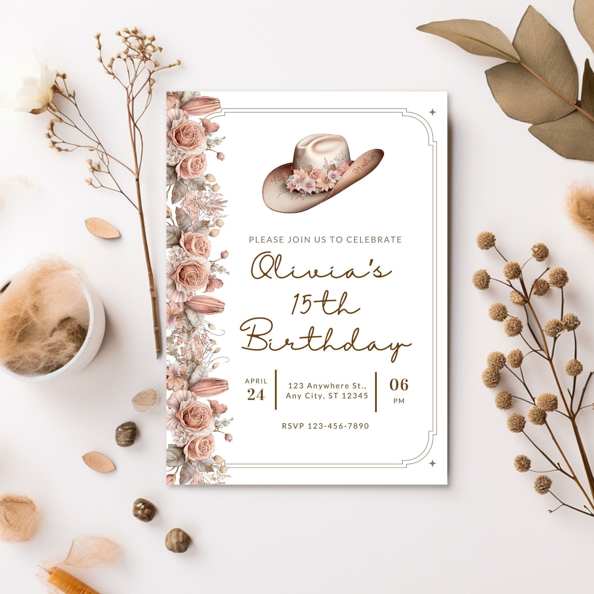 Editable Cowgirl Birthday Invitation, Western Party, Girly Western ...