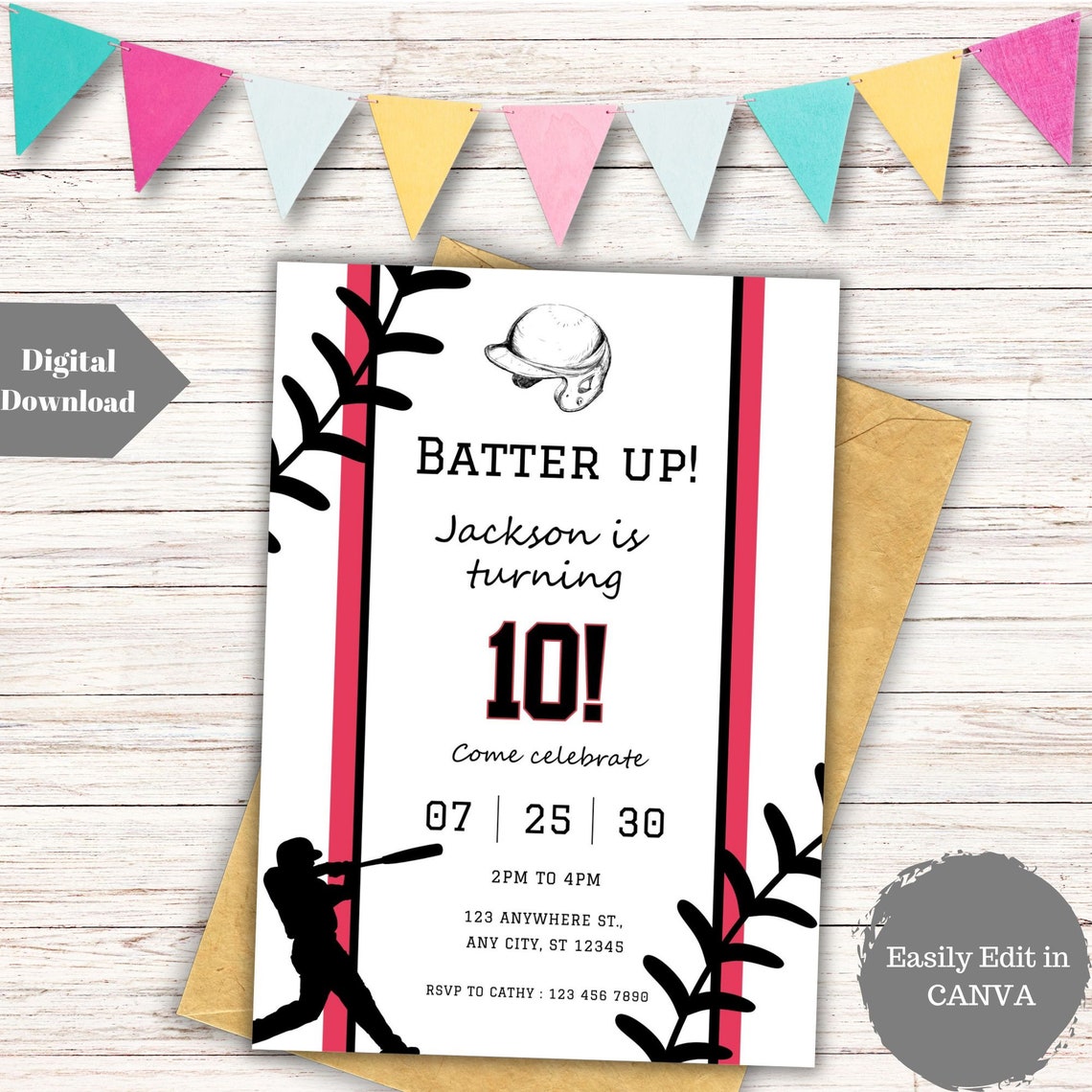 Baseball Theme Birthday Invitation, Home Run Birthday, Sports Birthday ...