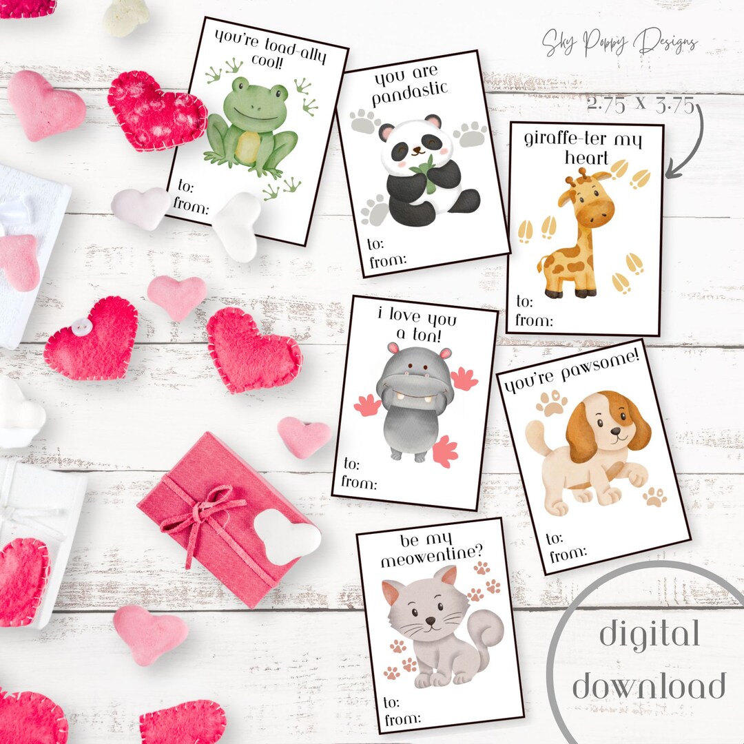 Animal Printable Valentine, Cute Panda Valentine, Puppy Card Exchange ...