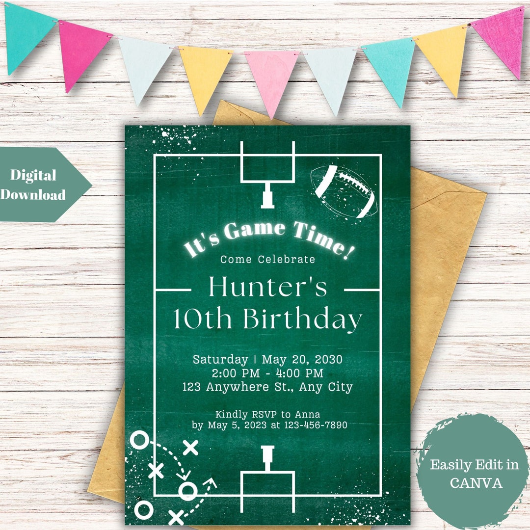 Printable Football Theme Party Invitation, Sports Party Invitation ...