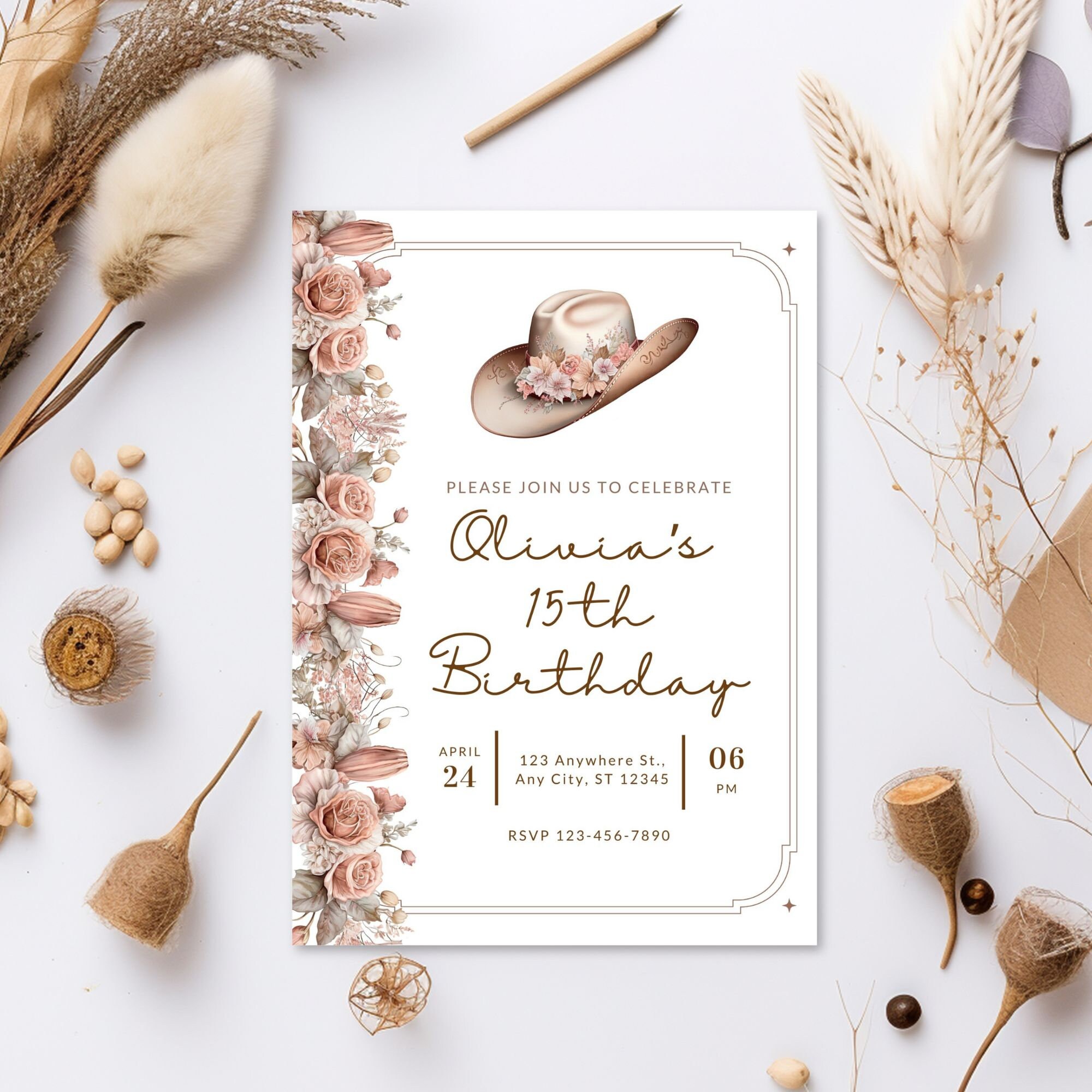 Printable Cowgirl Birthday Invitation, Western Chic Birthday, Western ...