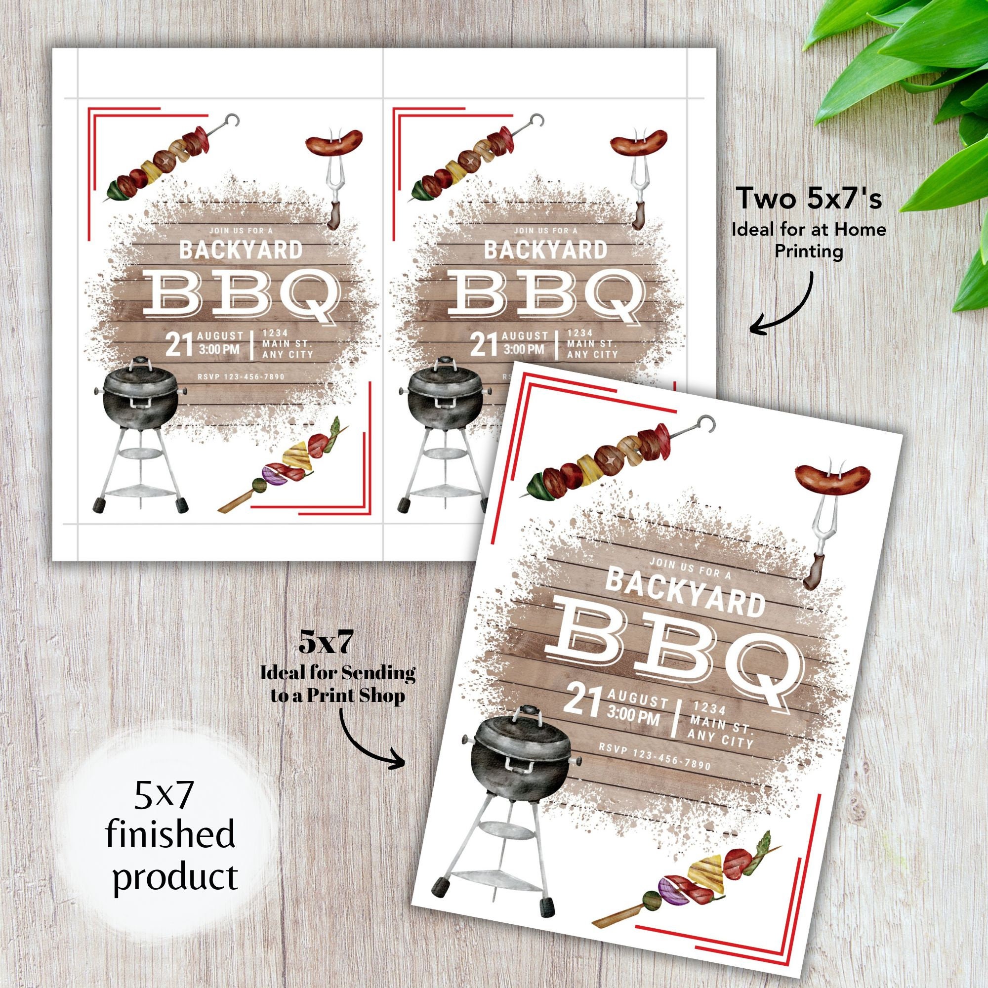 Printable Backyard Barbeque Invitation, BBQ Invite, Summer Party ...