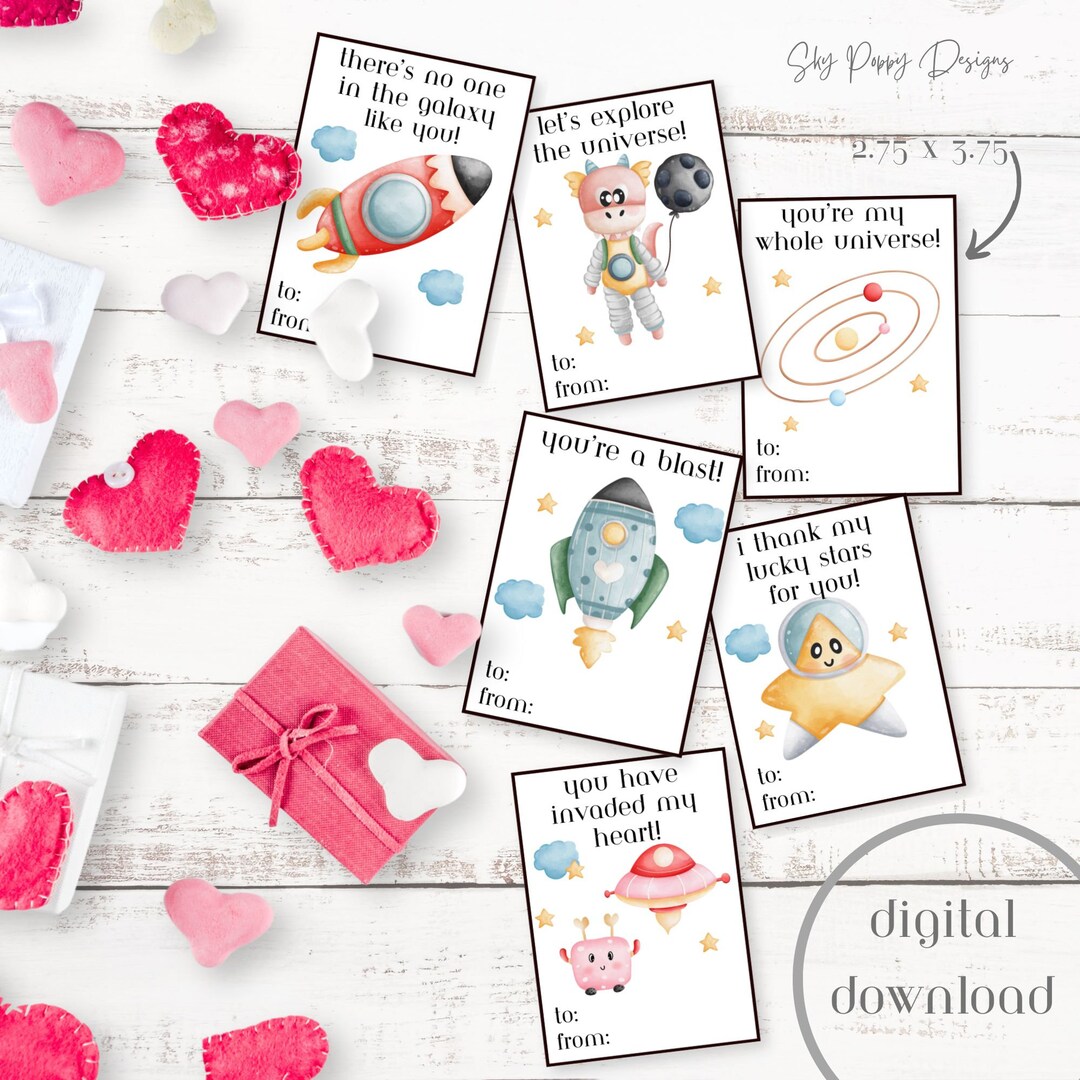 Space Printable Valentine, Rocket Valentine Exchange, Astronaut ...