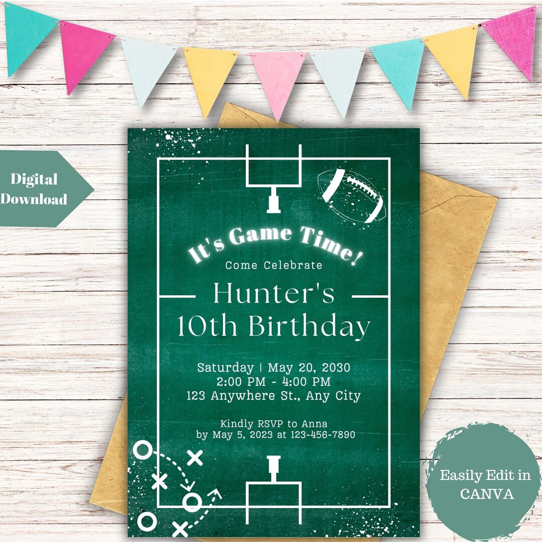 Printable Football Theme Party Invitation, Sports Party Invitation ...
