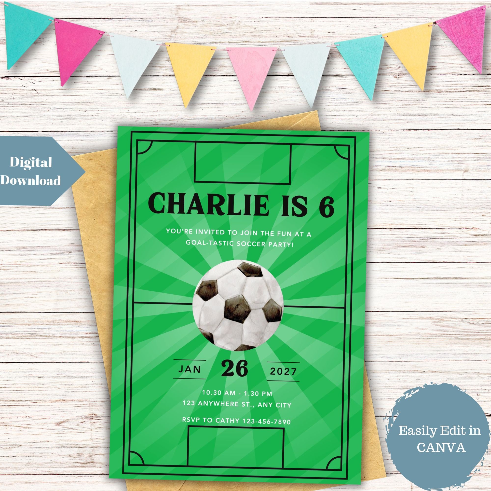 Printable Soccer Birthday Invitation, Boy Soccer Team Party, Soccer Fan ...