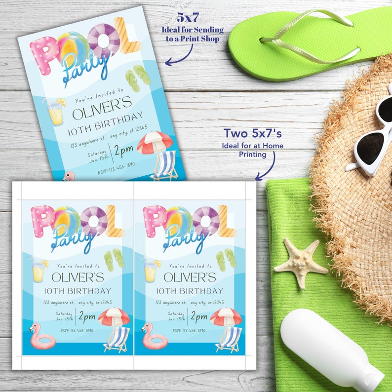 Editable Pool Party Invitation, Pool Party Birthday, Summer Party ...