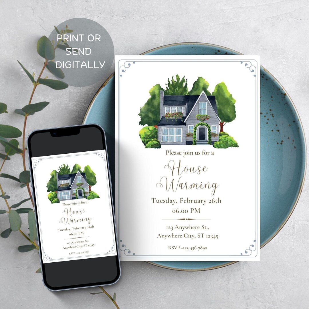 Editable Housewarming Party Invitation, Digital House Warming Evite ...