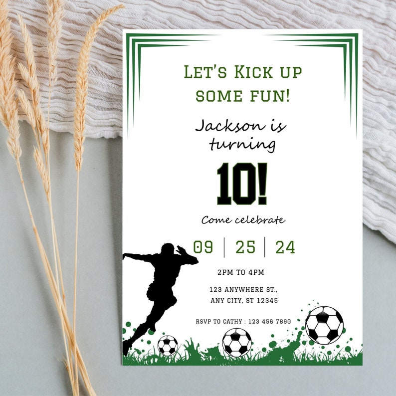 Soccer Birthday Invitation, Editable Boy Soccer Team Party, Soccer Fan ...