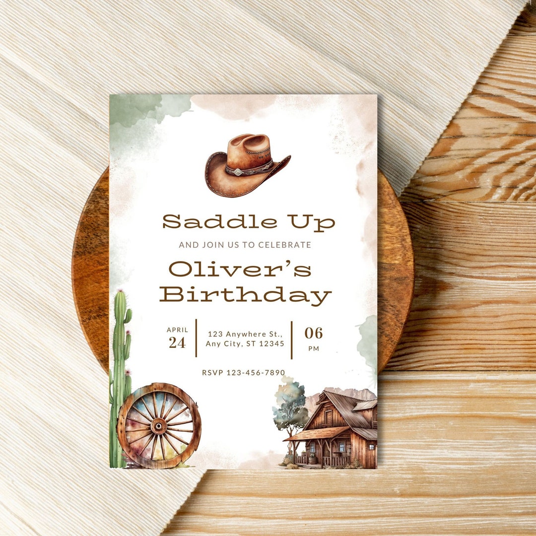 Editable Western Birthday Invitation, Country Western Printable Invite ...