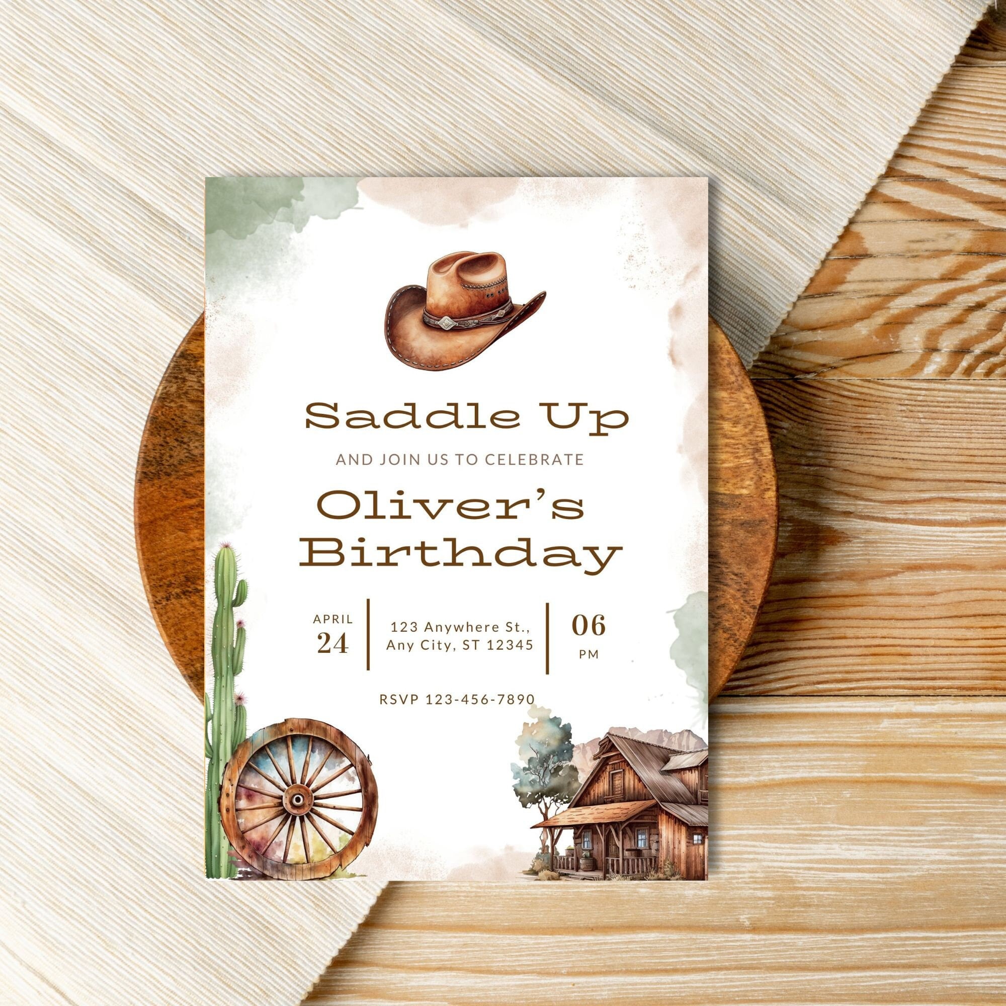 Editable Western Birthday Invitation, Country Western Printable Invite ...