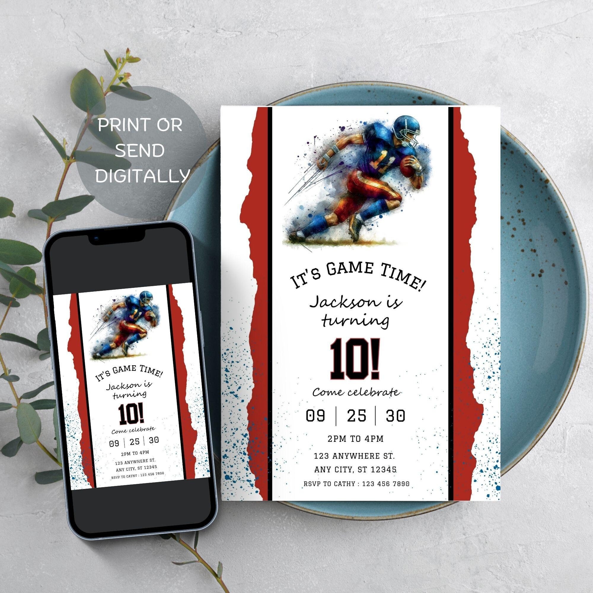 Editable Football Birthday Invitation, Printable Sport Party Invite ...
