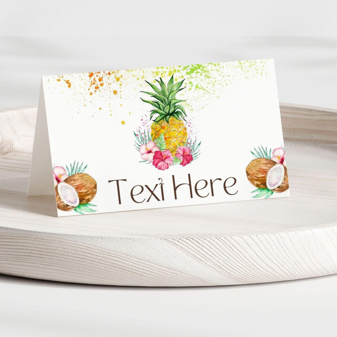 Luau Party Food Labels, Hawaiian Tent Cards, Editable Tropical Signs ...