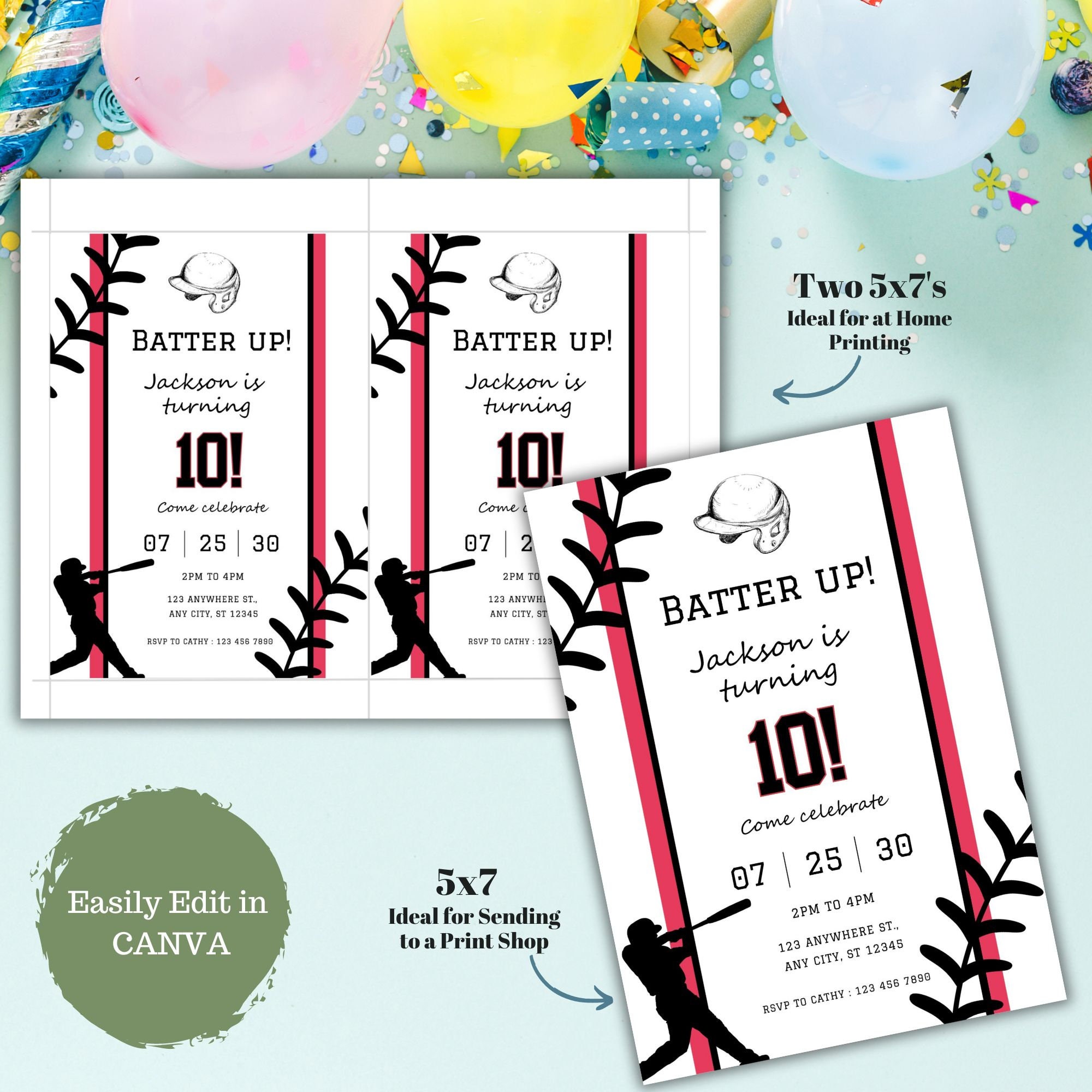 Baseball Theme Birthday Invitation, Home Run Birthday, Sports Birthday ...