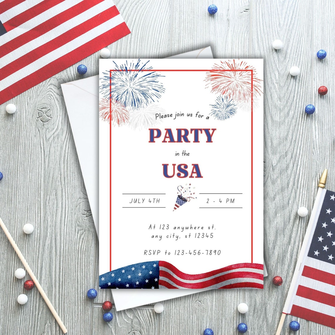 Printable Fourth of July Party Invitation, 4th of July Invite, July 4th ...