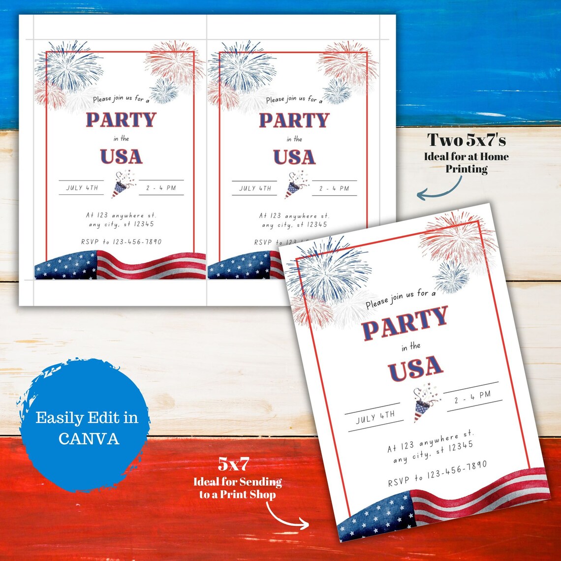 Printable Fourth of July Party Invitation, 4th of July Invite, July 4th ...