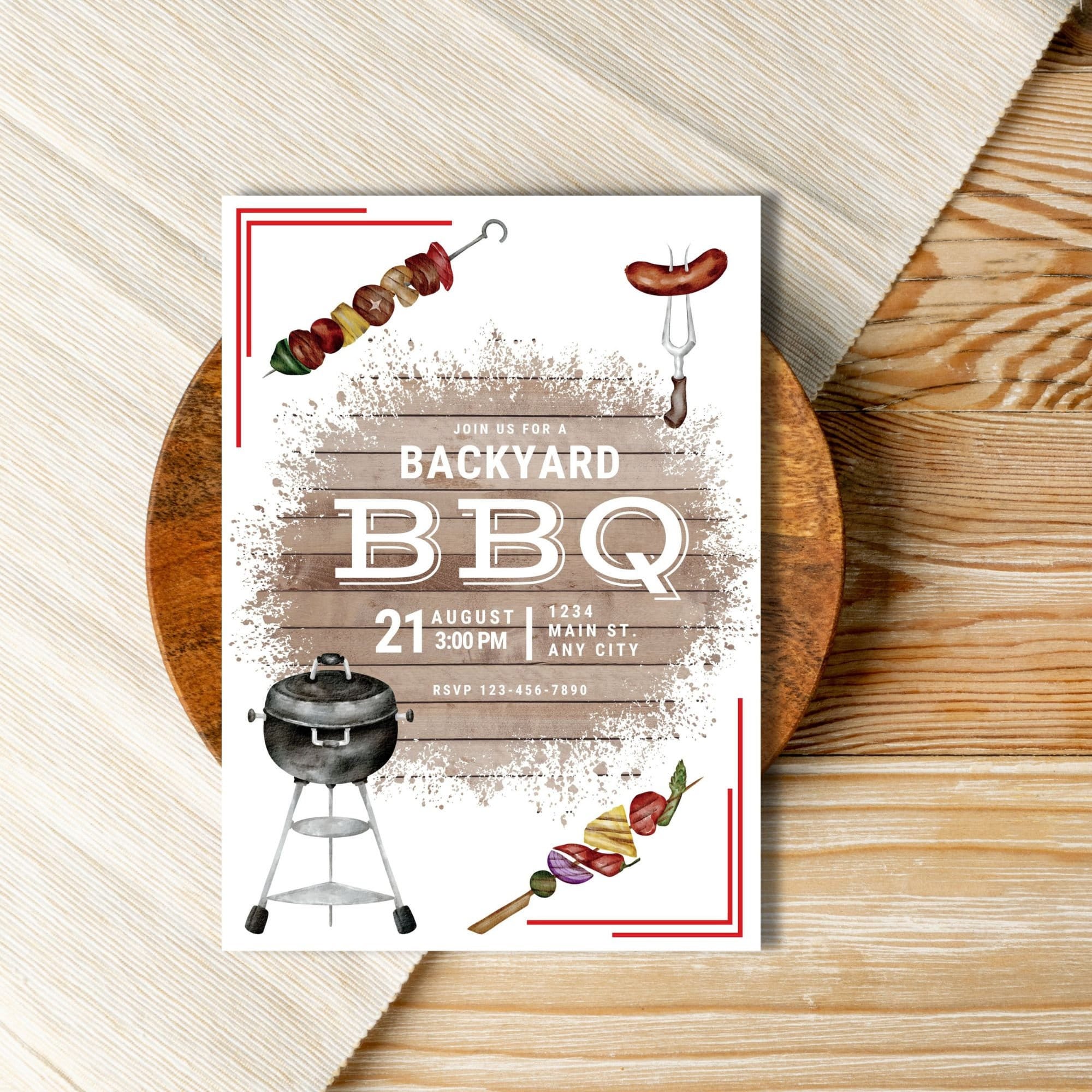 Printable Backyard Barbeque Invitation, BBQ Invite, Summer Party ...