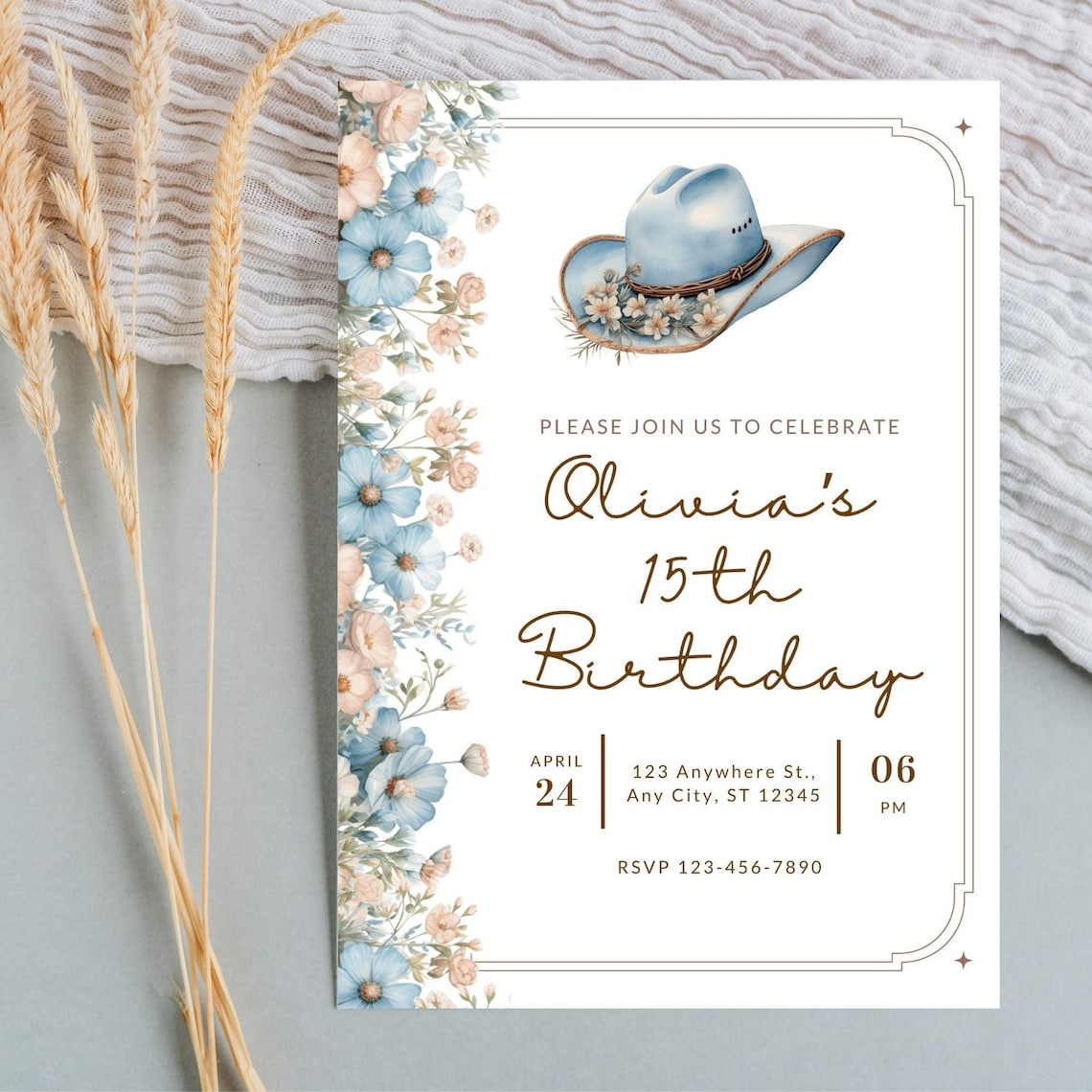 Printable Cowgirl Birthday Invitation, Western Chic Birthday, Western ...
