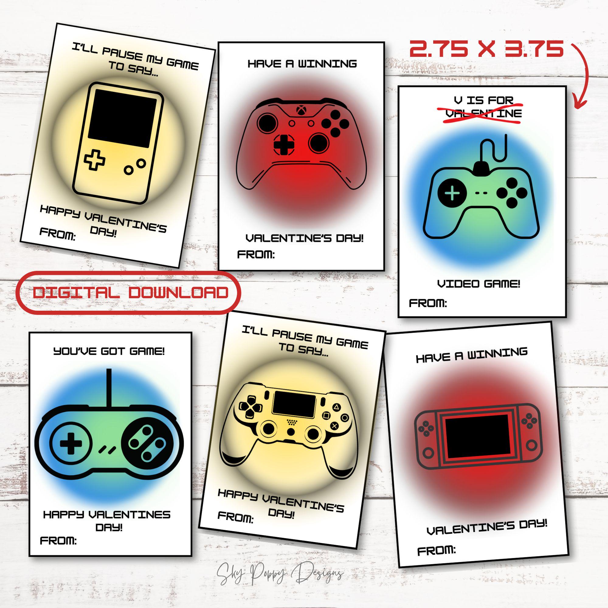 Video Game Printable Valentine Cards, Video Controller Valentine, Gamer ...