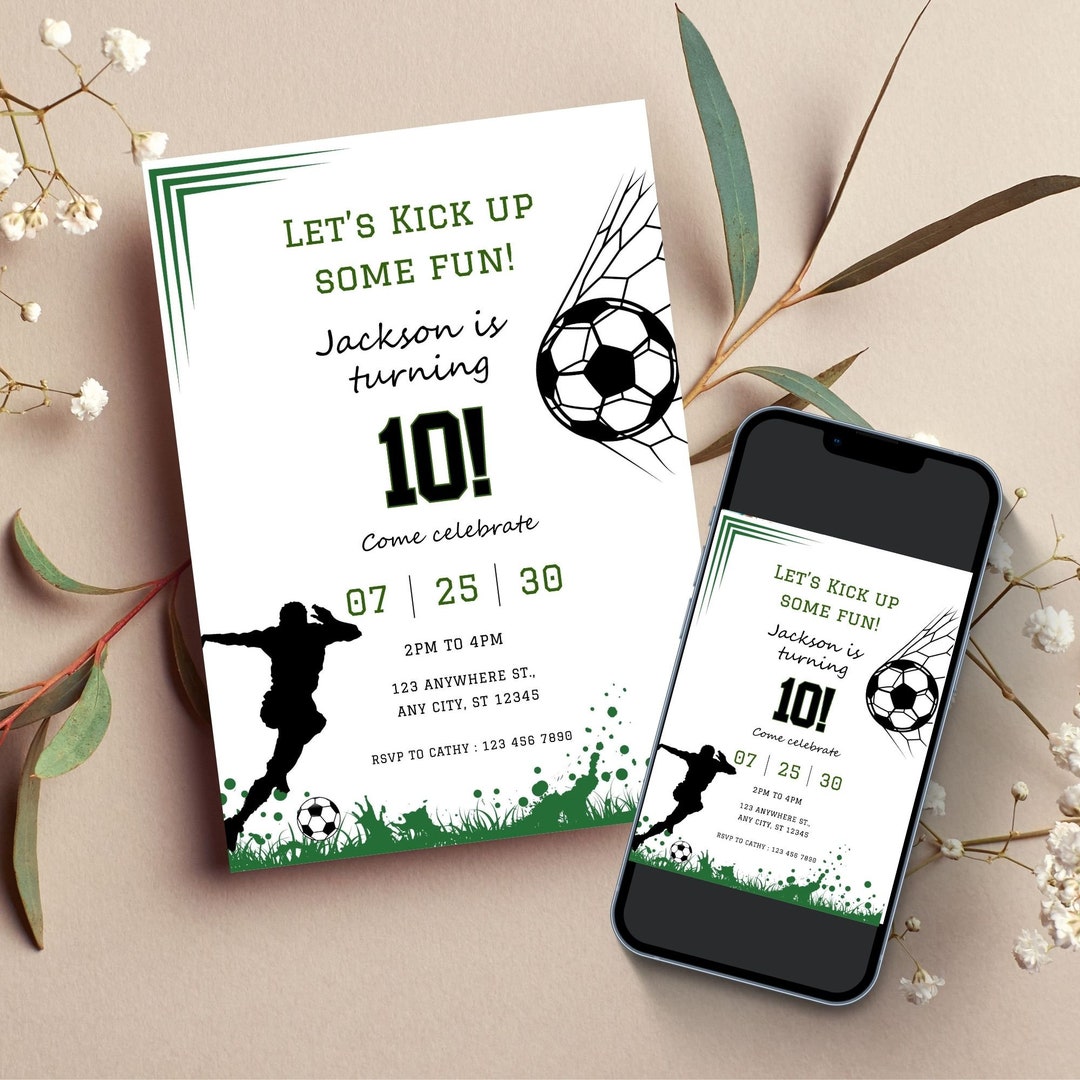 Soccer Birthday Invitation, Editable Boy Soccer Team Party, Soccer Fan ...