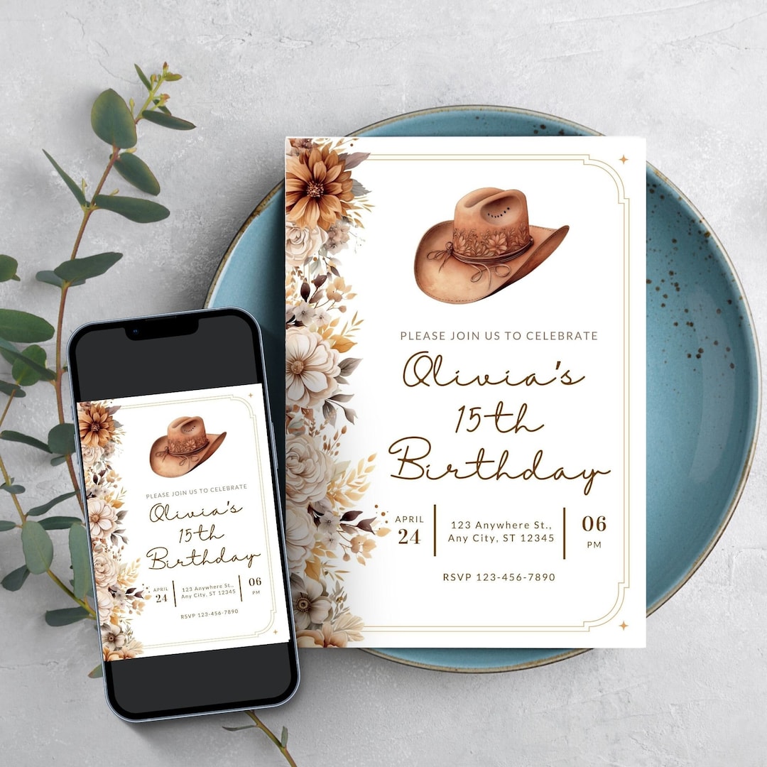 Printable Cowgirl Birthday Invitation, Western Chic Birthday, Western ...