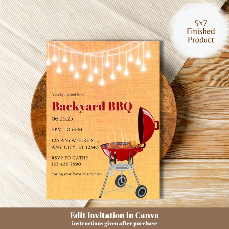 Printable Family BBQ Invitation, Backyard Barbeque Invitation, BBQ ...