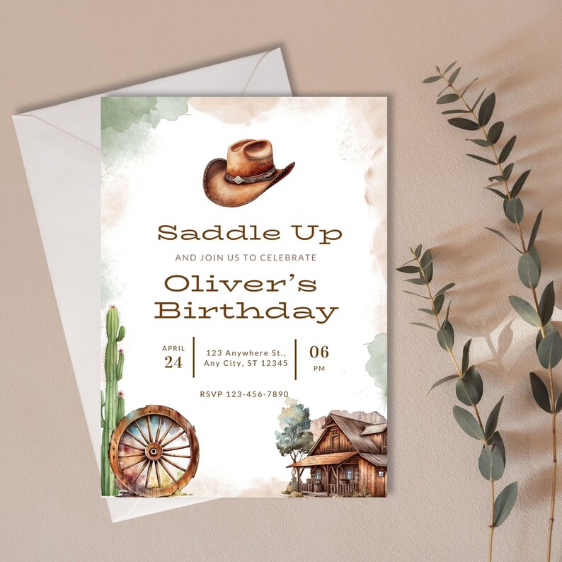Editable Western Birthday Invitation, Country Western Printable Invite ...