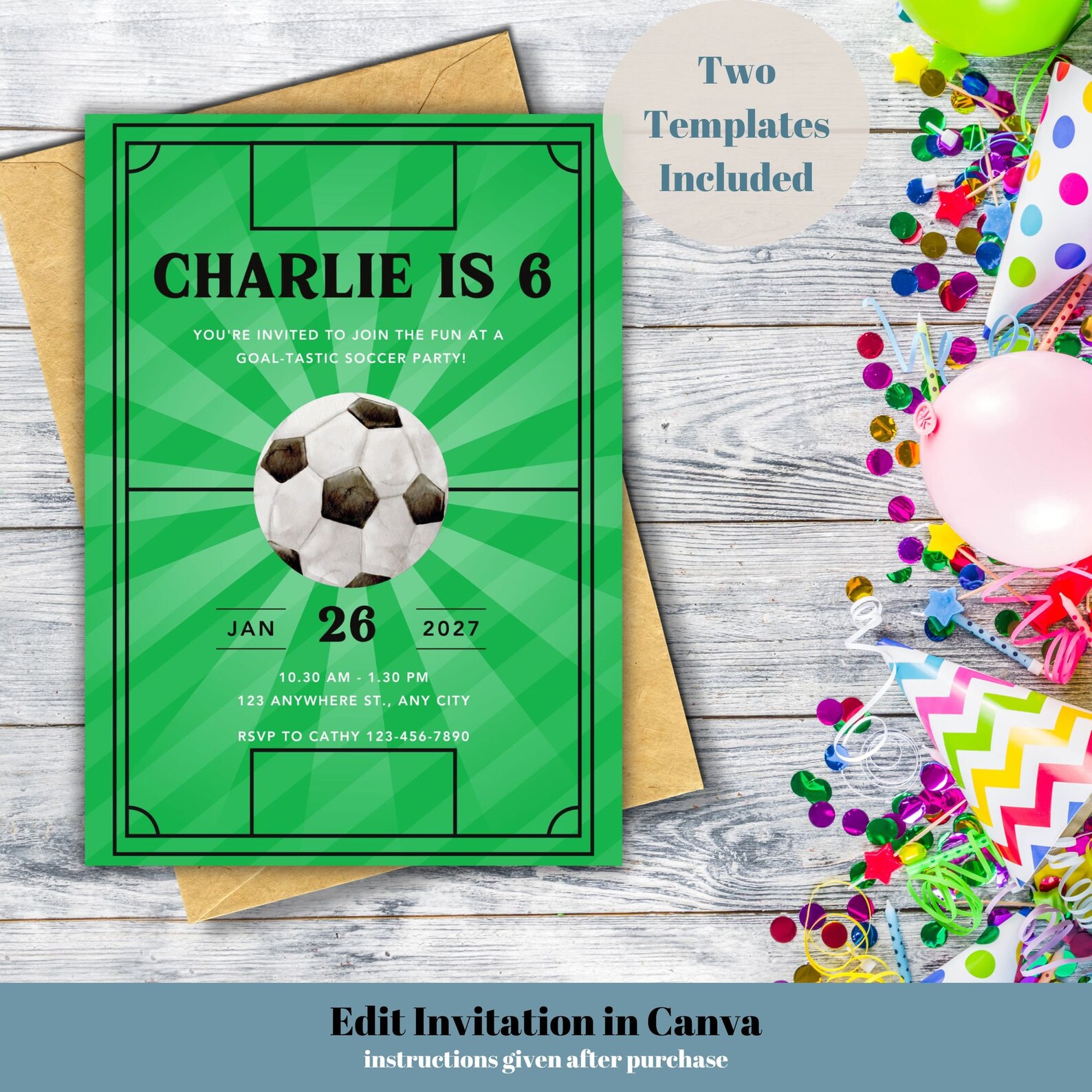 Printable Soccer Birthday Invitation, Boy Soccer Team Party, Soccer Fan ...