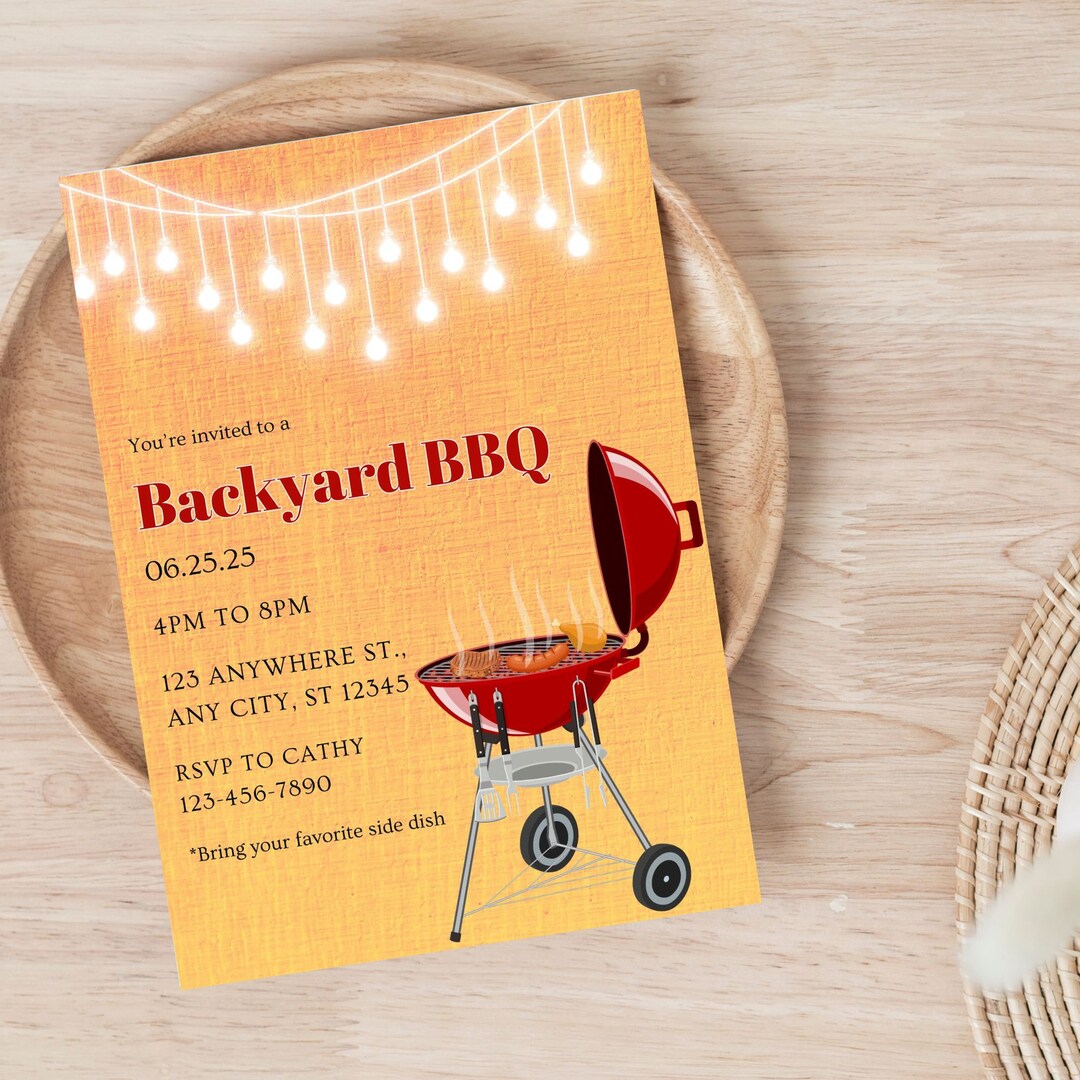 Printable Family BBQ Invitation, Backyard Barbeque Invitation, BBQ ...