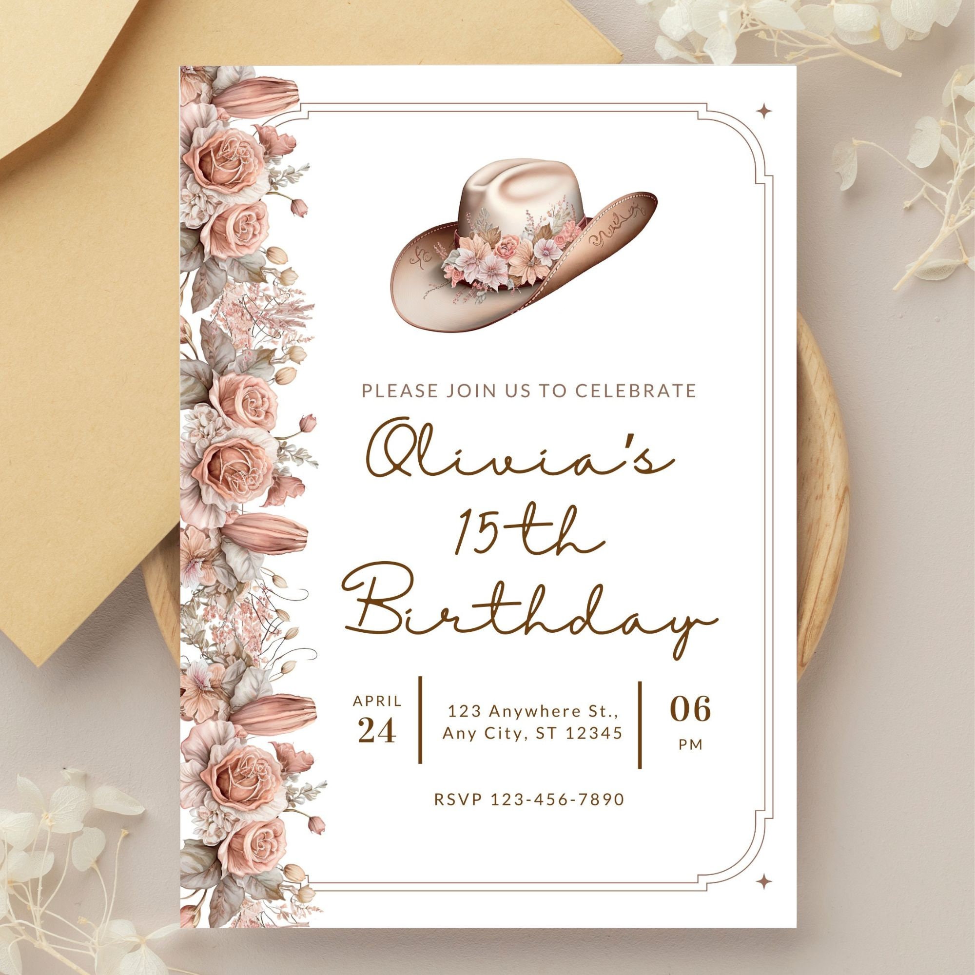 Printable Cowgirl Birthday Invitation, Western Chic Birthday, Western ...