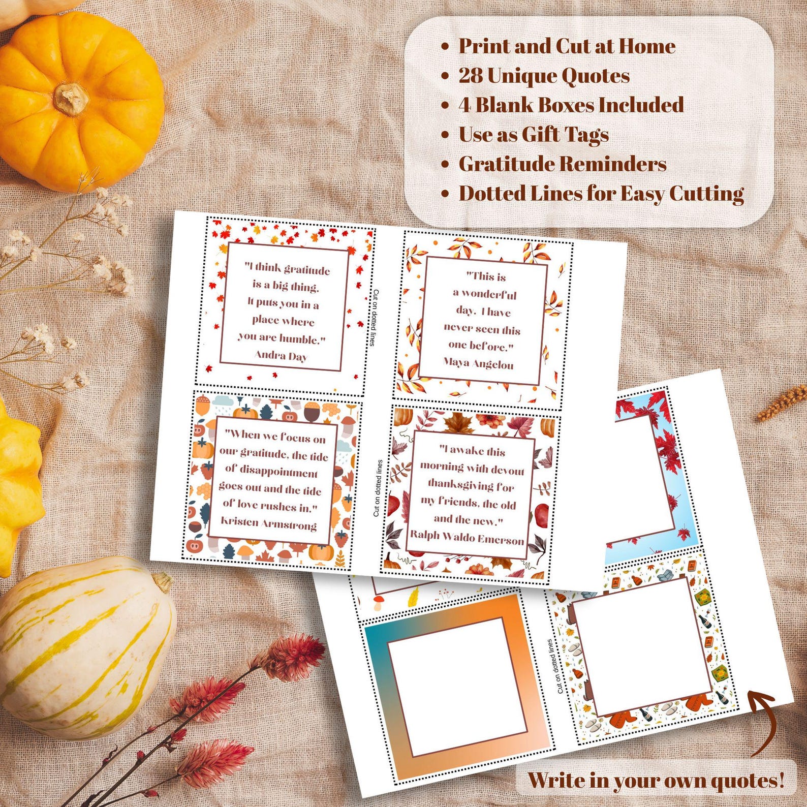 Thanksgiving Gratitude Cards, Printable Gratitude Quotes, Daily ...