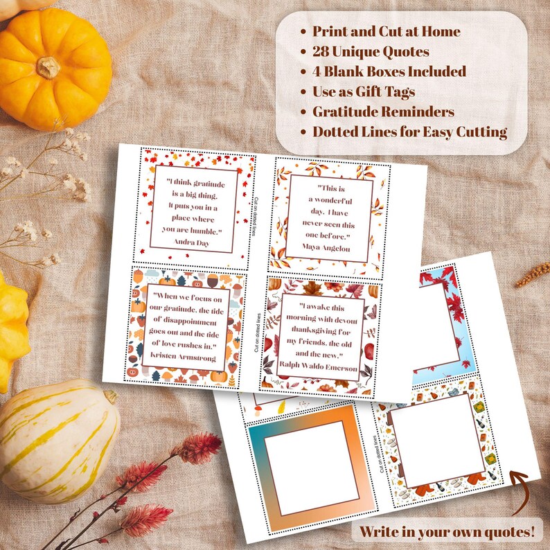 Thanksgiving Gratitude Cards, Printable Gratitude Quotes, Daily ...