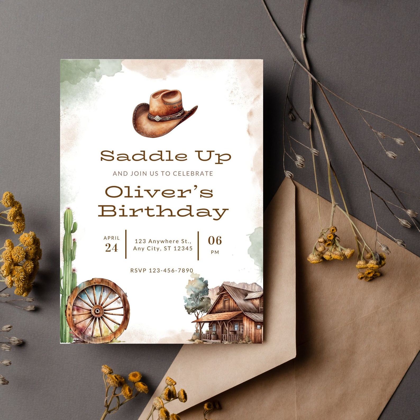 Editable Western Birthday Invitation, Country Western Printable Invite ...