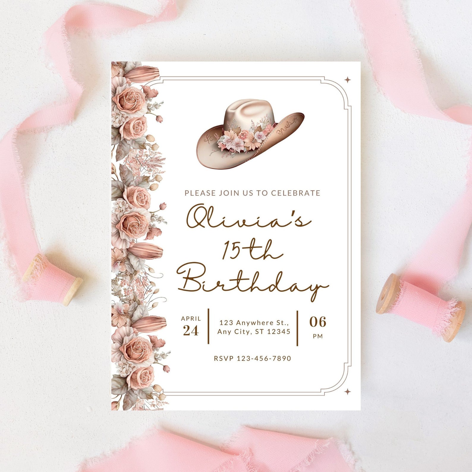 Printable Cowgirl Birthday Invitation, Western Chic Birthday, Western ...