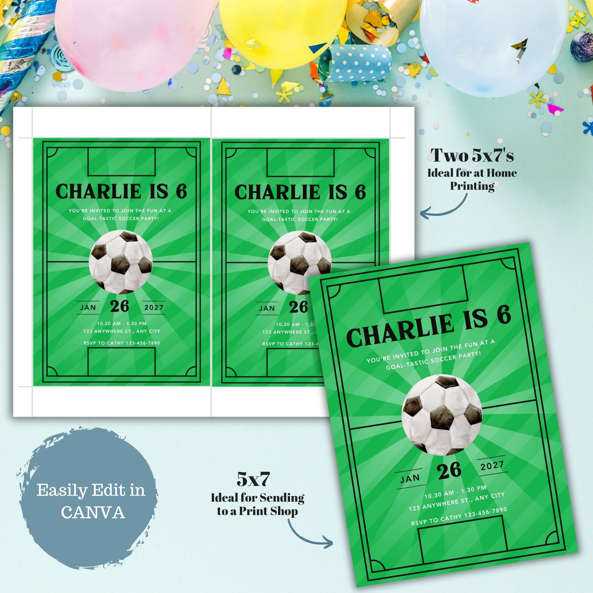 Printable Soccer Birthday Invitation, Boy Soccer Team Party, Soccer Fan ...