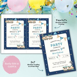 Editable Train Theme Birthday Invitation, Choo Choo Train Party ...