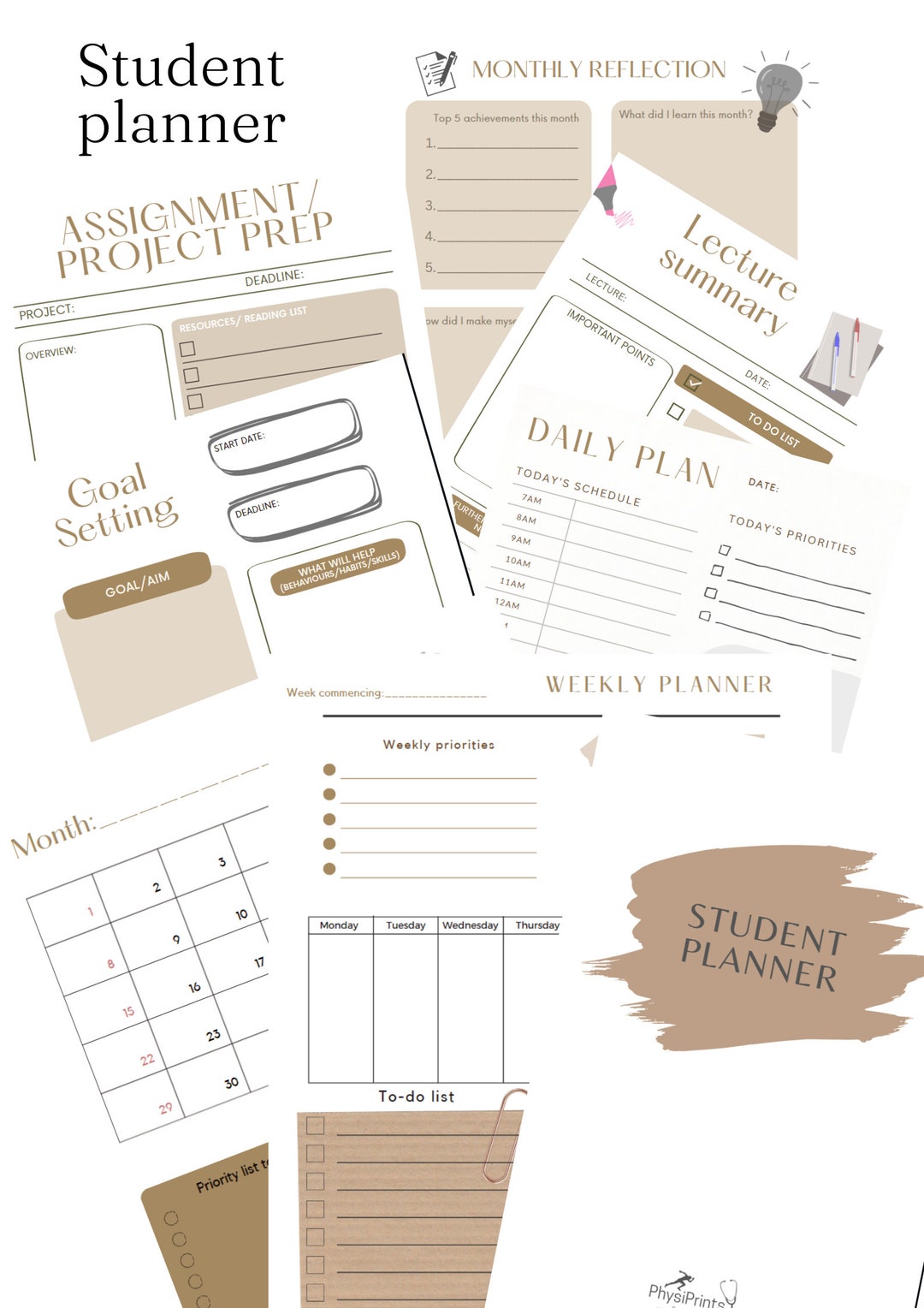 University Student Planner (digital Print) - Etsy