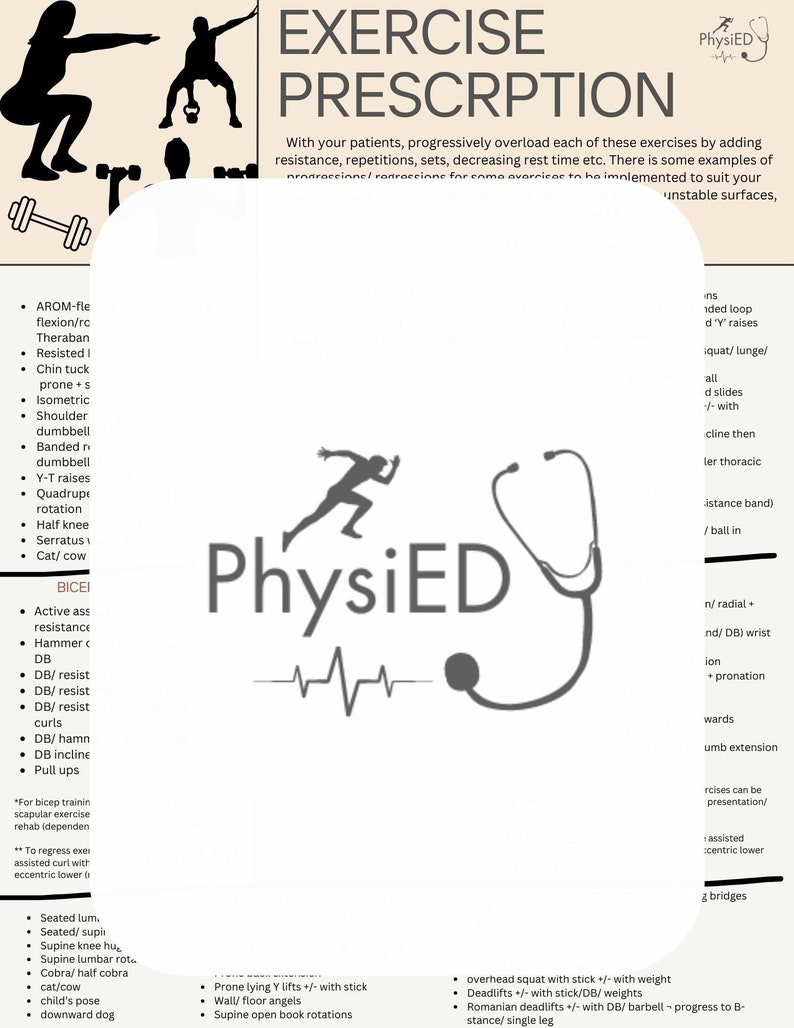 Exercise Prescription Sheet - Etsy