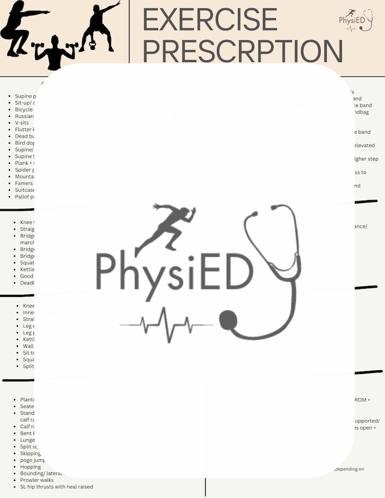 Exercise Prescription Sheet - Etsy