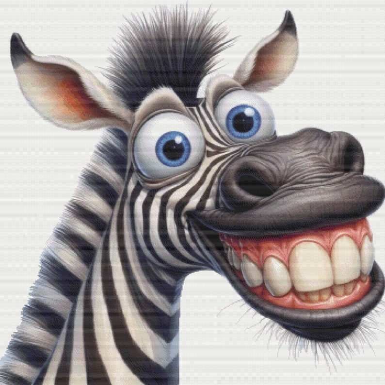 Watercolor, Goofy Zebra. Large Cross Stitch. PDF Download Pattern ...